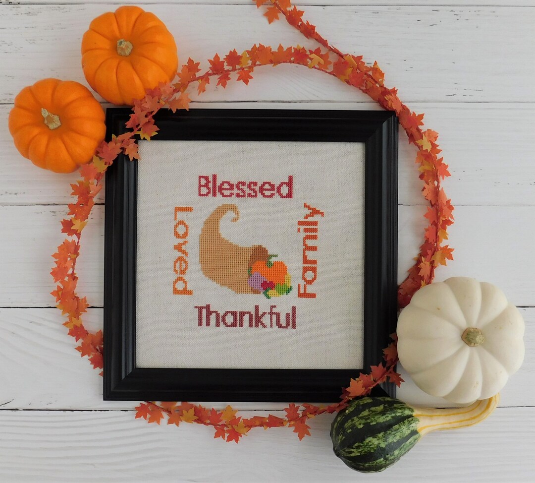 Thanksgiving Cross Stitch Pattern, Fall Cross Stitch Chart, Autumn ...