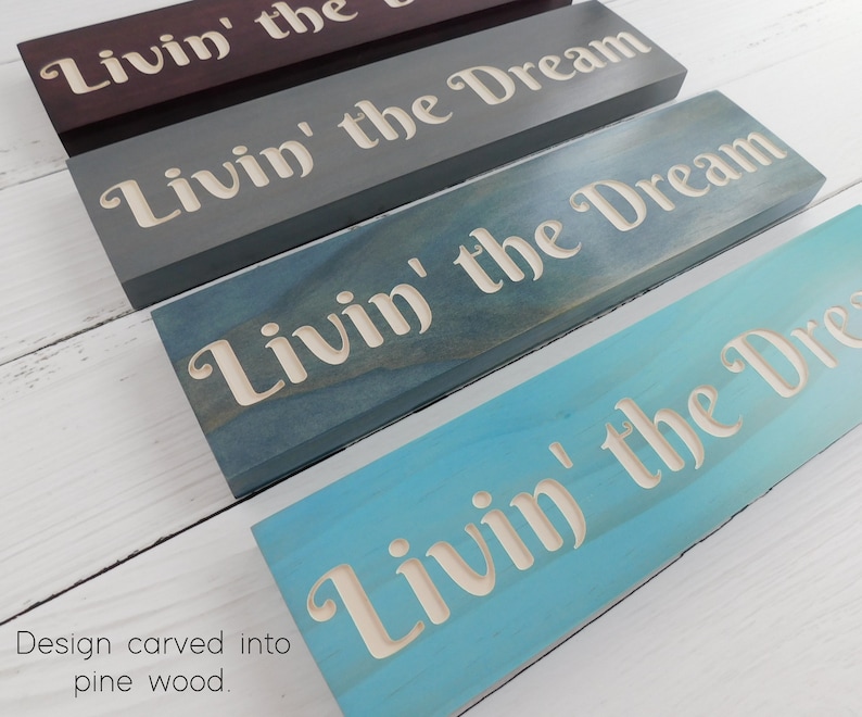 Livin' the Dream Custom Wood Sign, Inspirational Office Décor ...