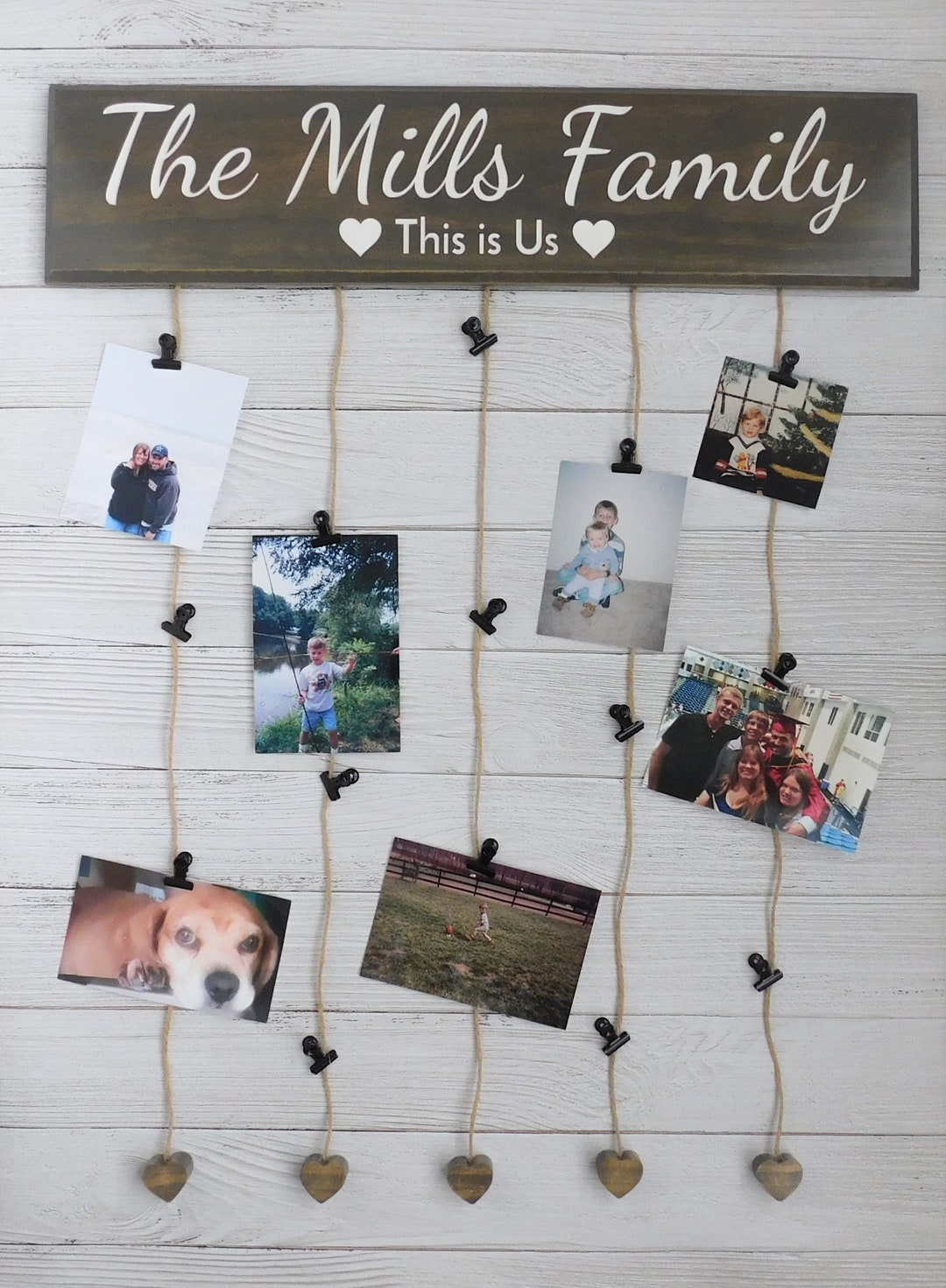 Personalized Family Photo Display Sign, Custom Picture Wall Organizer ...