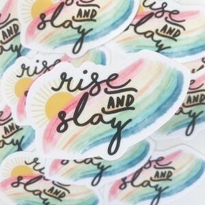 Rise and Slay Sticker, Rainbow Sticker, Inspirational Quote Sticker ...