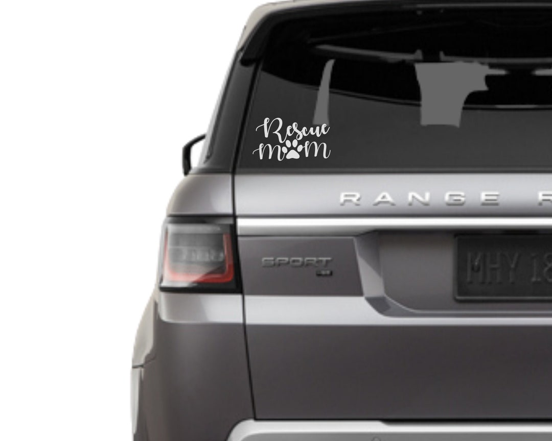 Rescue Dog Mom Car Decal, Rescue Mom, Rescue Mom Car Window Decal ...
