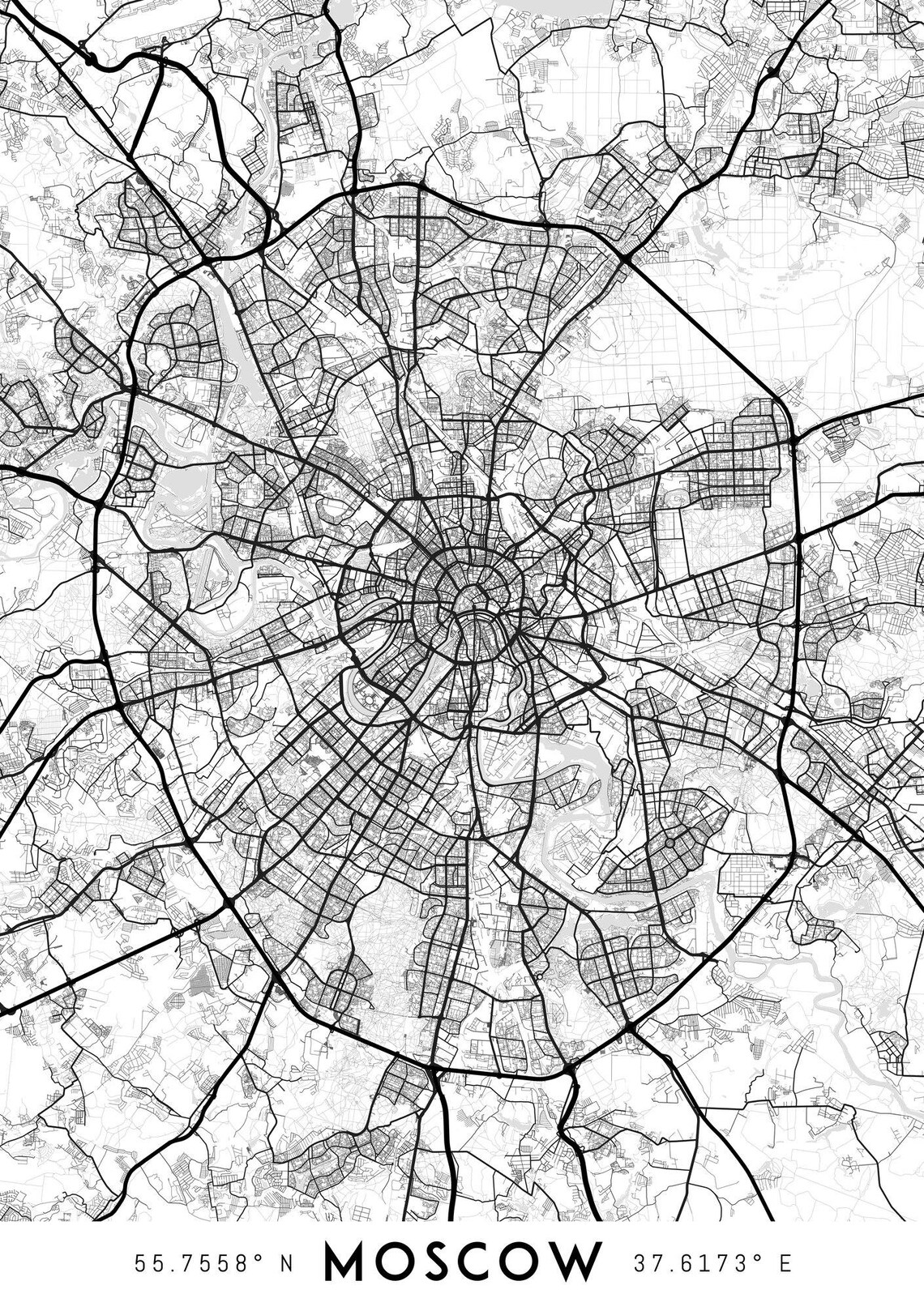 Moscow Map Print Printable Moscow Map Art Moscow Print - Etsy