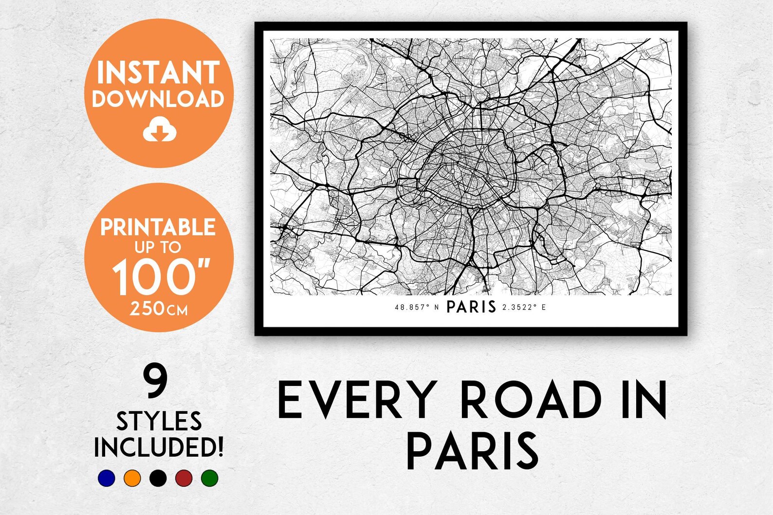 Paris Map Print Printable Paris Map Art France Map France - Etsy