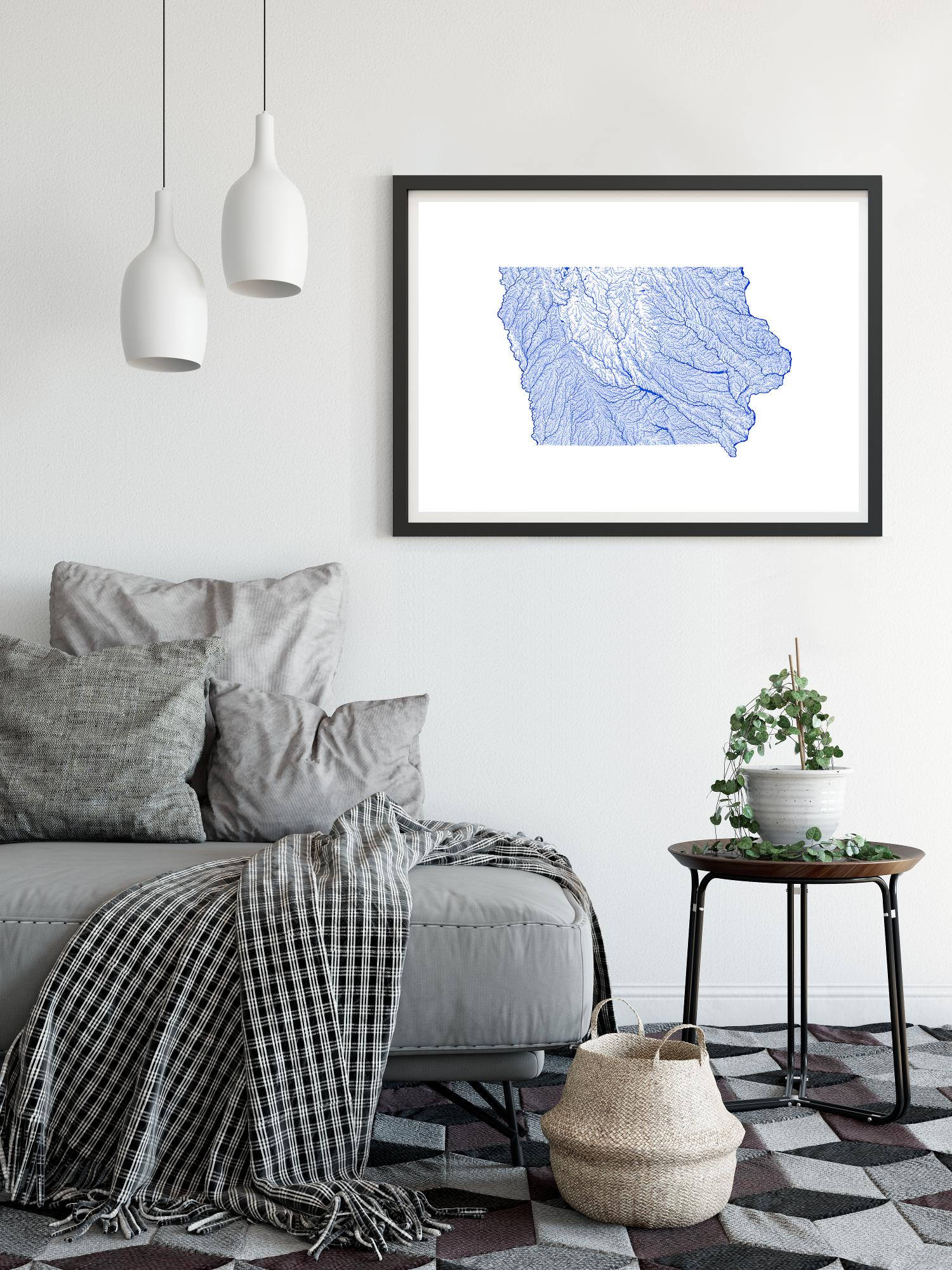 Iowa map print Iowa print USA map Iowa poster Iowa wall | Etsy
