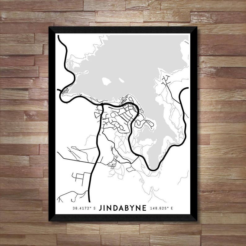 Jindabyne map print Printable Jindabyne map art Jindabyne | Etsy