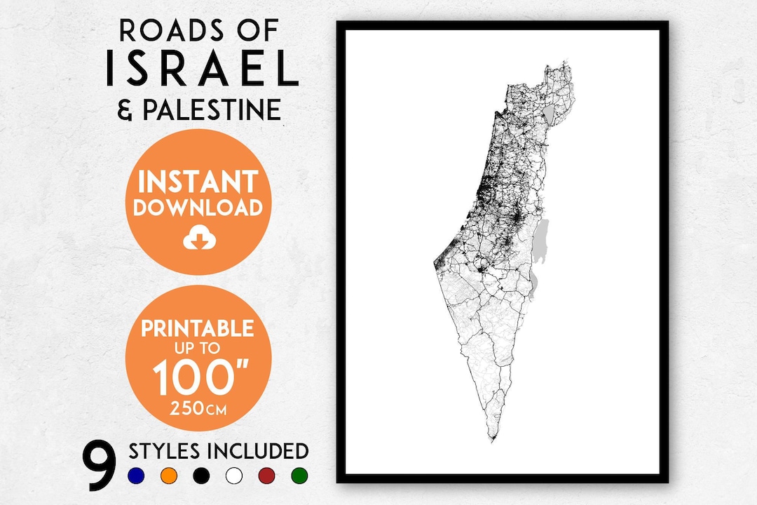 Israel Map Print, Palestine Map, Israel Print, Israel Poster, Israel ...