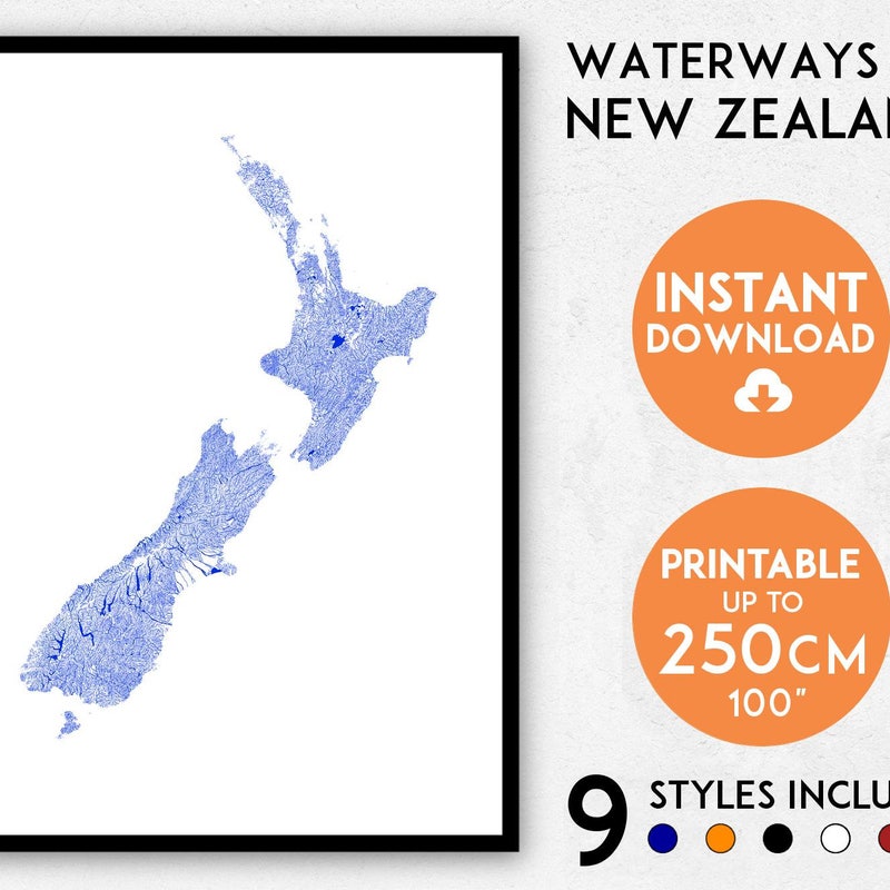Rivers Map Nz - Etsy