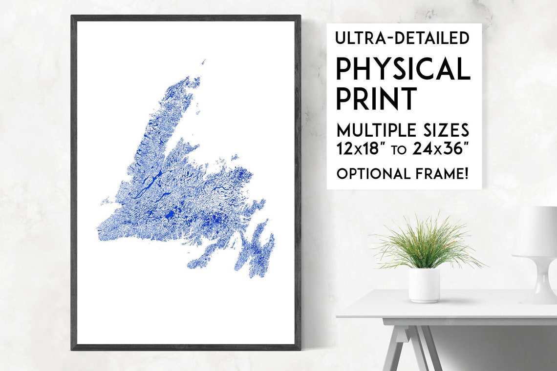 Waterways of Newfoundland Map Poster Newfoundland Print | Etsy