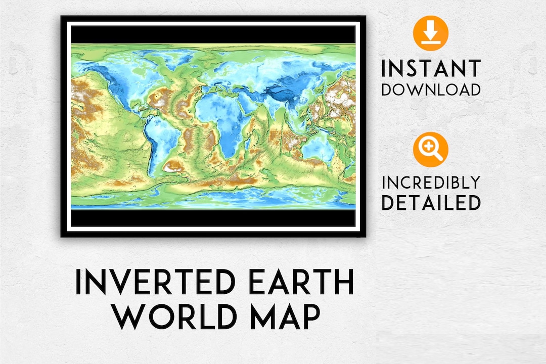 Inverted Earth World Map Print, Inverted Earth World Map Print ...