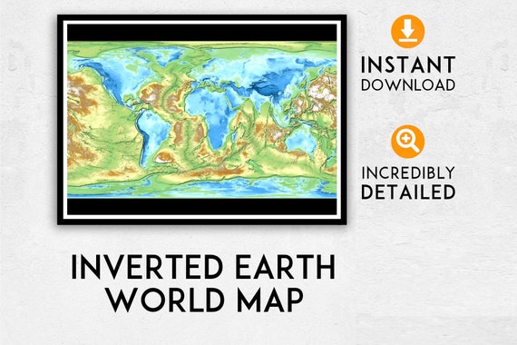 Inverted Earth World map print Inverted Earth World map | Etsy