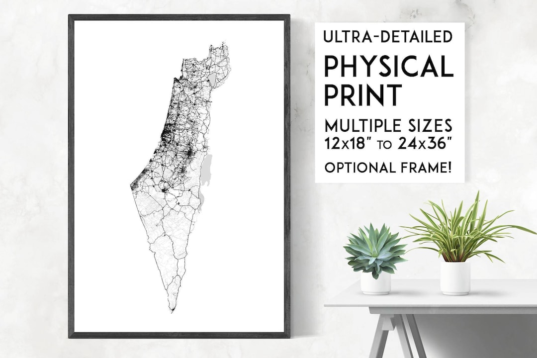 Roads of Israel Map Poster, Palestine Print, Israel Print, Israel Map ...