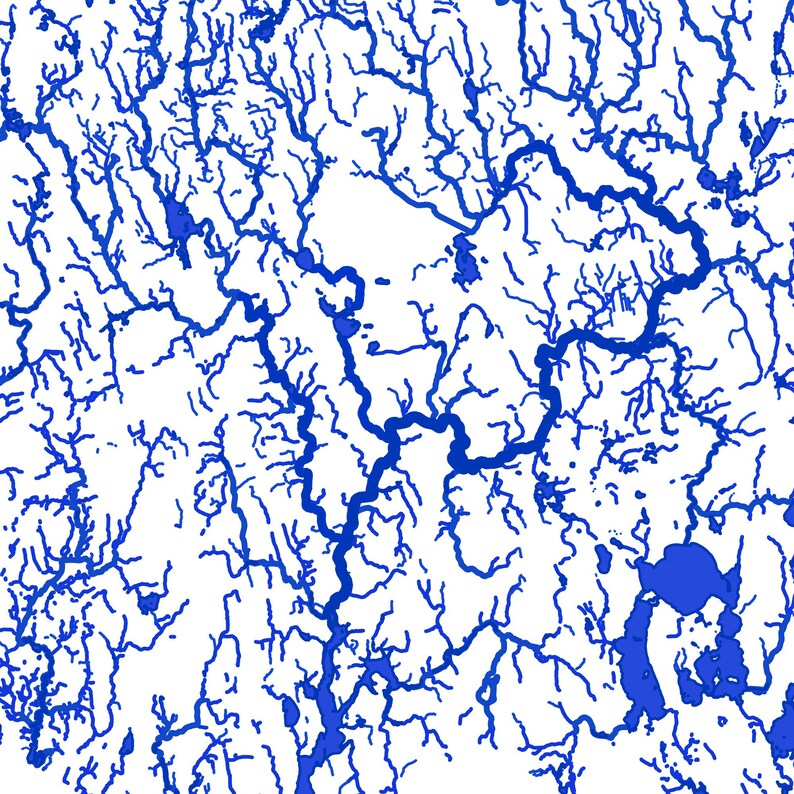 Massachusetts Rivers Map Art Print: Detailed Waterways (digital ...