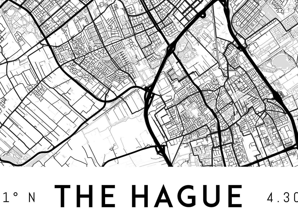 The Hague Map Print Printable the Hague Map Art Hague Print - Etsy