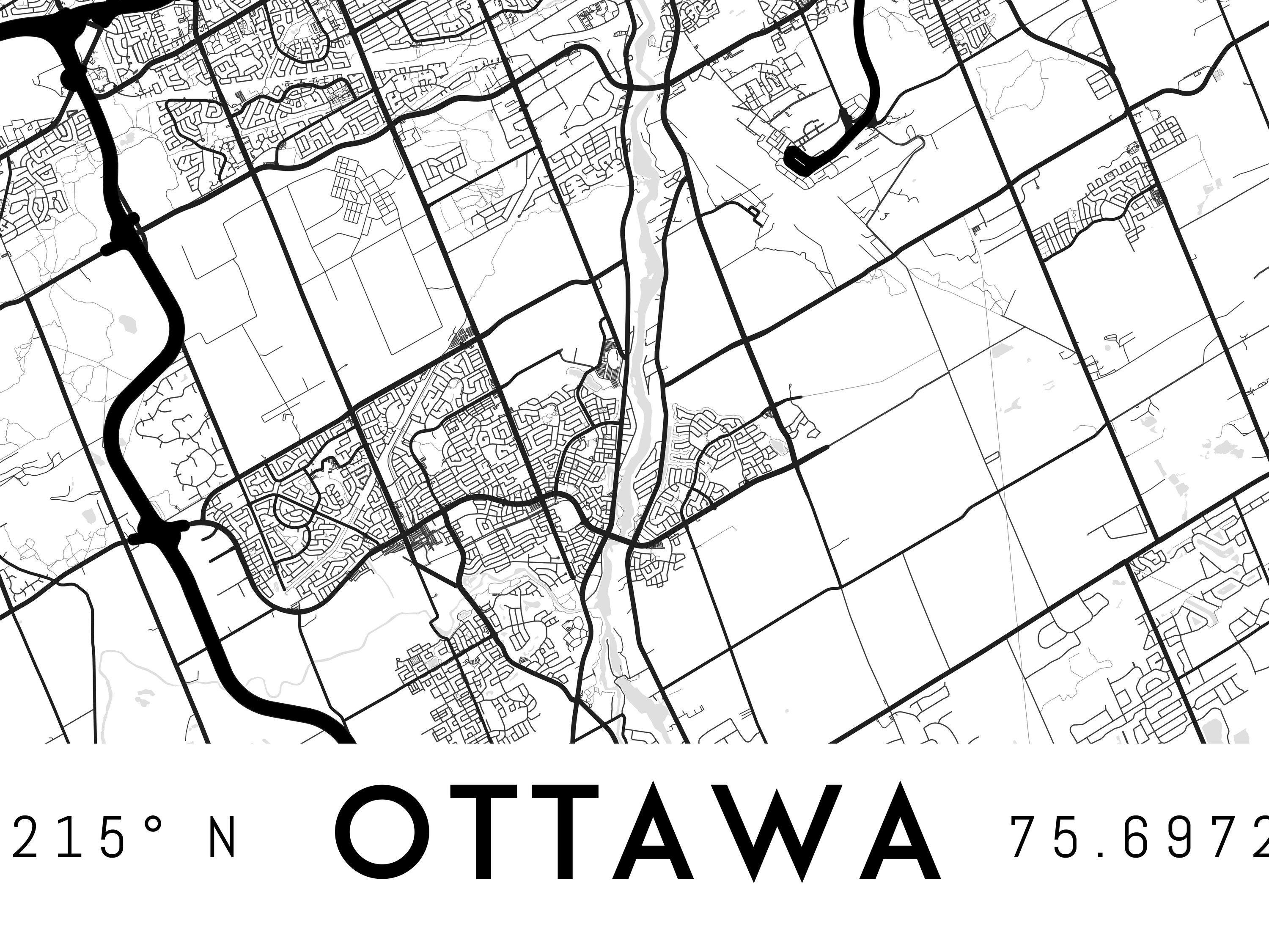Ottawa map print Printable Ottawa map art Canada map Ottawa | Etsy