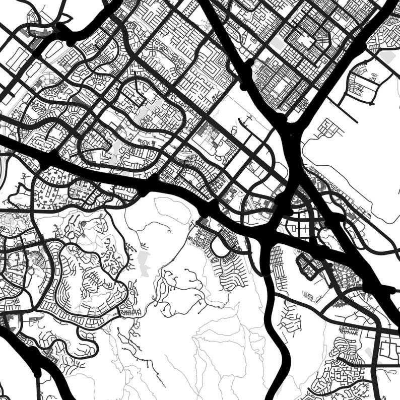 Orange County Map Art Print: Detailed California Map (digital Download ...