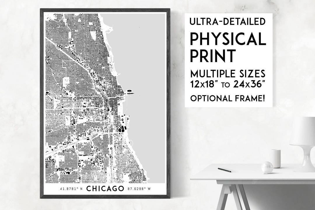Chicago Buildings Map Print: Ultra-detailed Cityscape Wall Art - Etsy