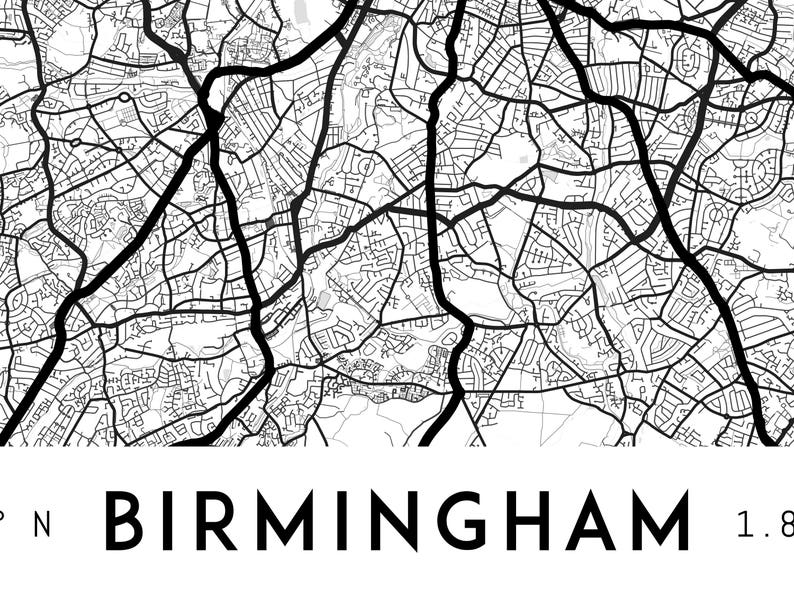Birmingham Map Print Printable Birmingham Map Art Birmingham - Etsy UK