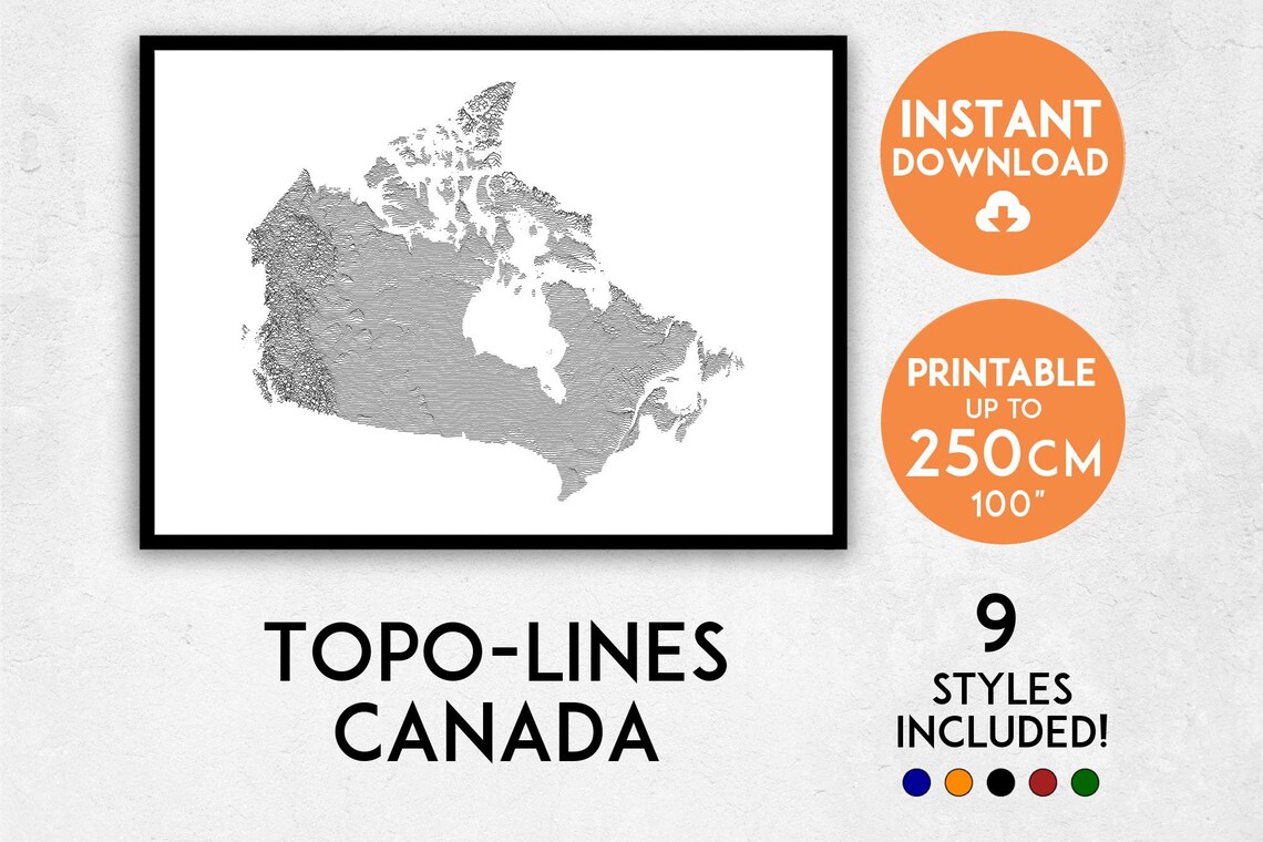 Topo-lines Canada Map Print: Minimalist Wall Art (digital Download) - Etsy