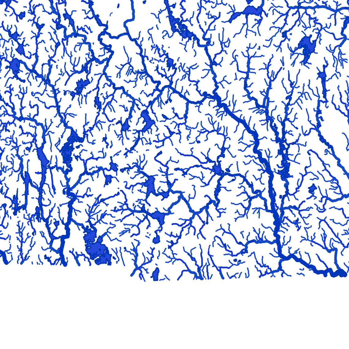 Massachusetts Rivers Map Art Print: Detailed Waterways (digital ...