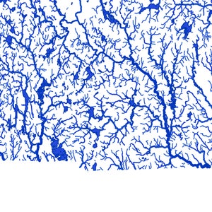 Massachusetts Rivers Map Art Print: Detailed Waterways (digital ...
