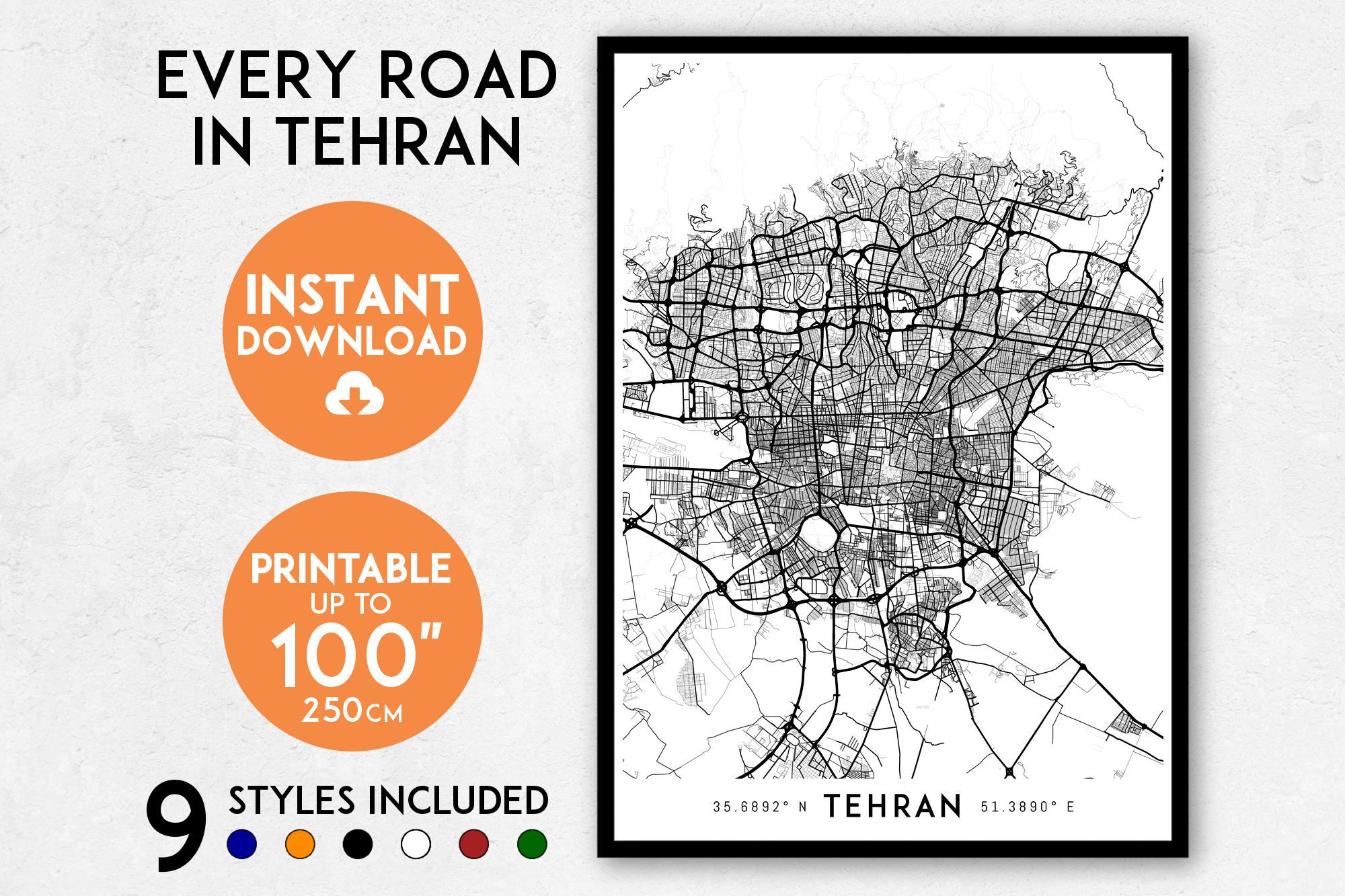 Tehran Map Art Print: Detailed Iran City Map (digital Download) - Etsy