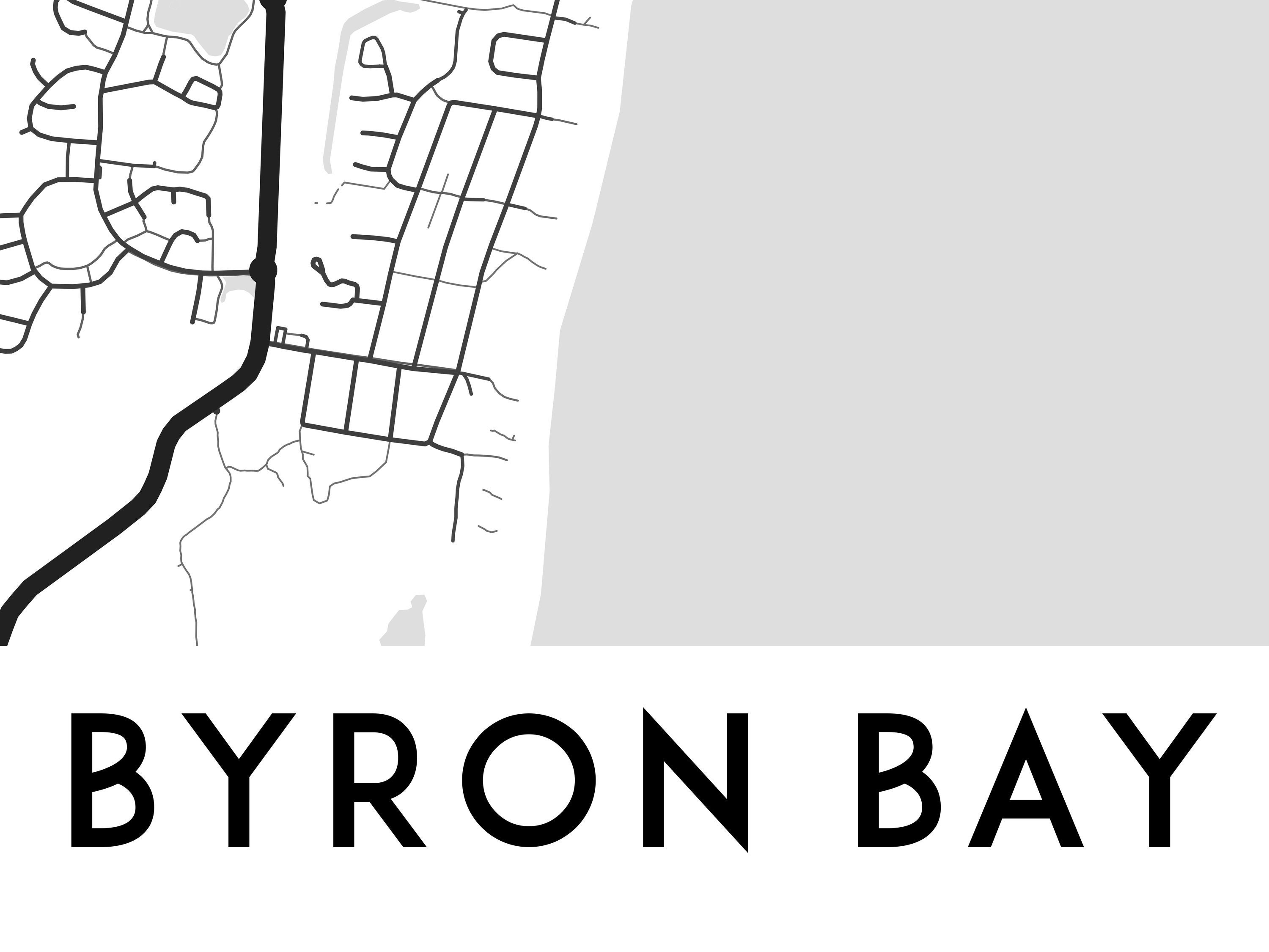 Byron Bay Map Print Byron Bay Print Byron Bay City Map | Etsy