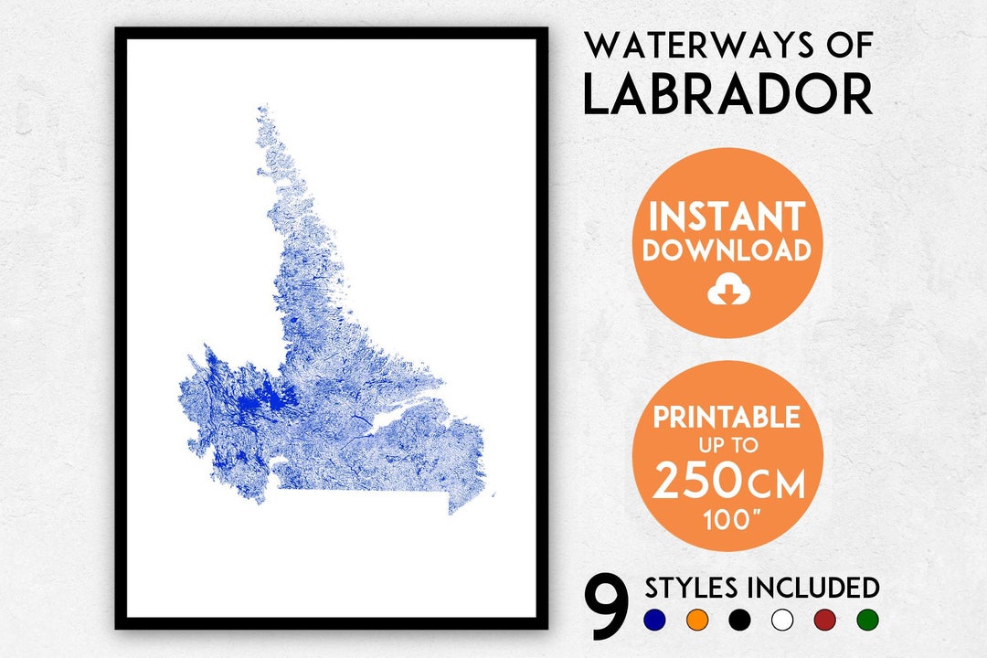 Labrador Map Print: Rivers and Lakes of Canada (digital Download) - Etsy