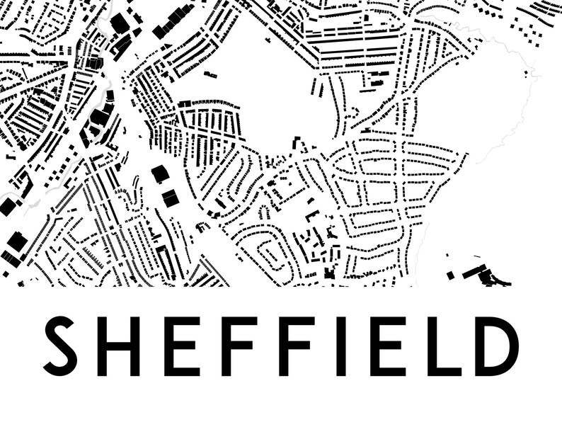 Sheffield map print Sheffield print Sheffield city map | Etsy