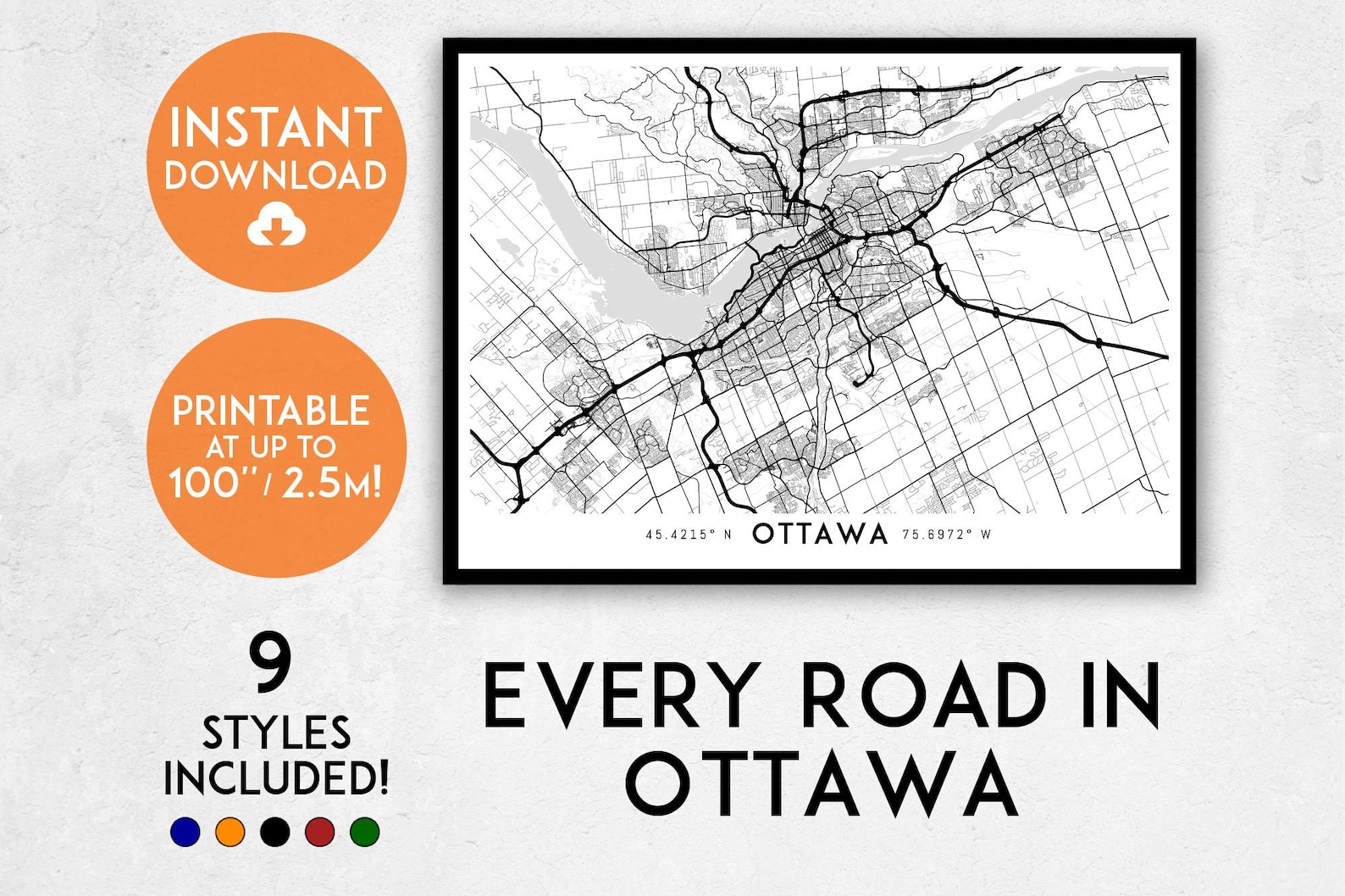 Ottawa map print Printable Ottawa map art Canada map Ottawa | Etsy