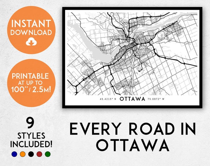 Ottawa Illustrated Map Ottawa Wall Art - Etsy Canada