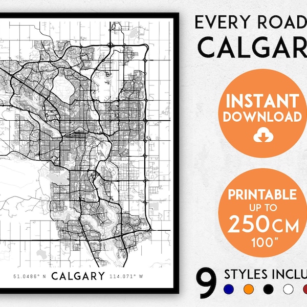 Calgary City Map - Etsy Canada