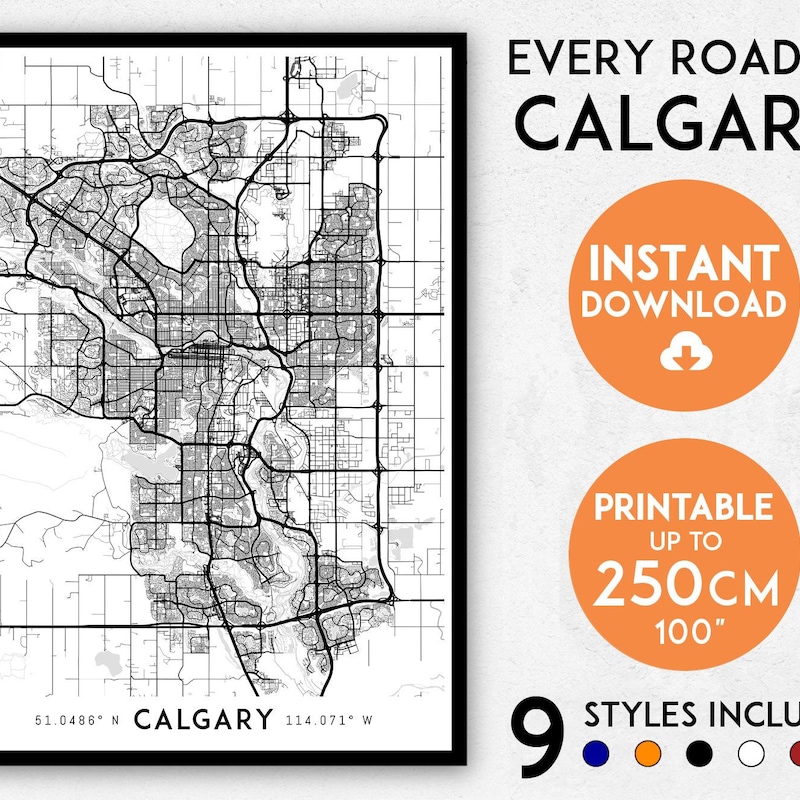 Calgary City Map - Etsy Canada