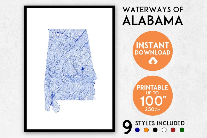 Alabama Map Print Alabama Print USA Map Alabama Poster | Etsy
