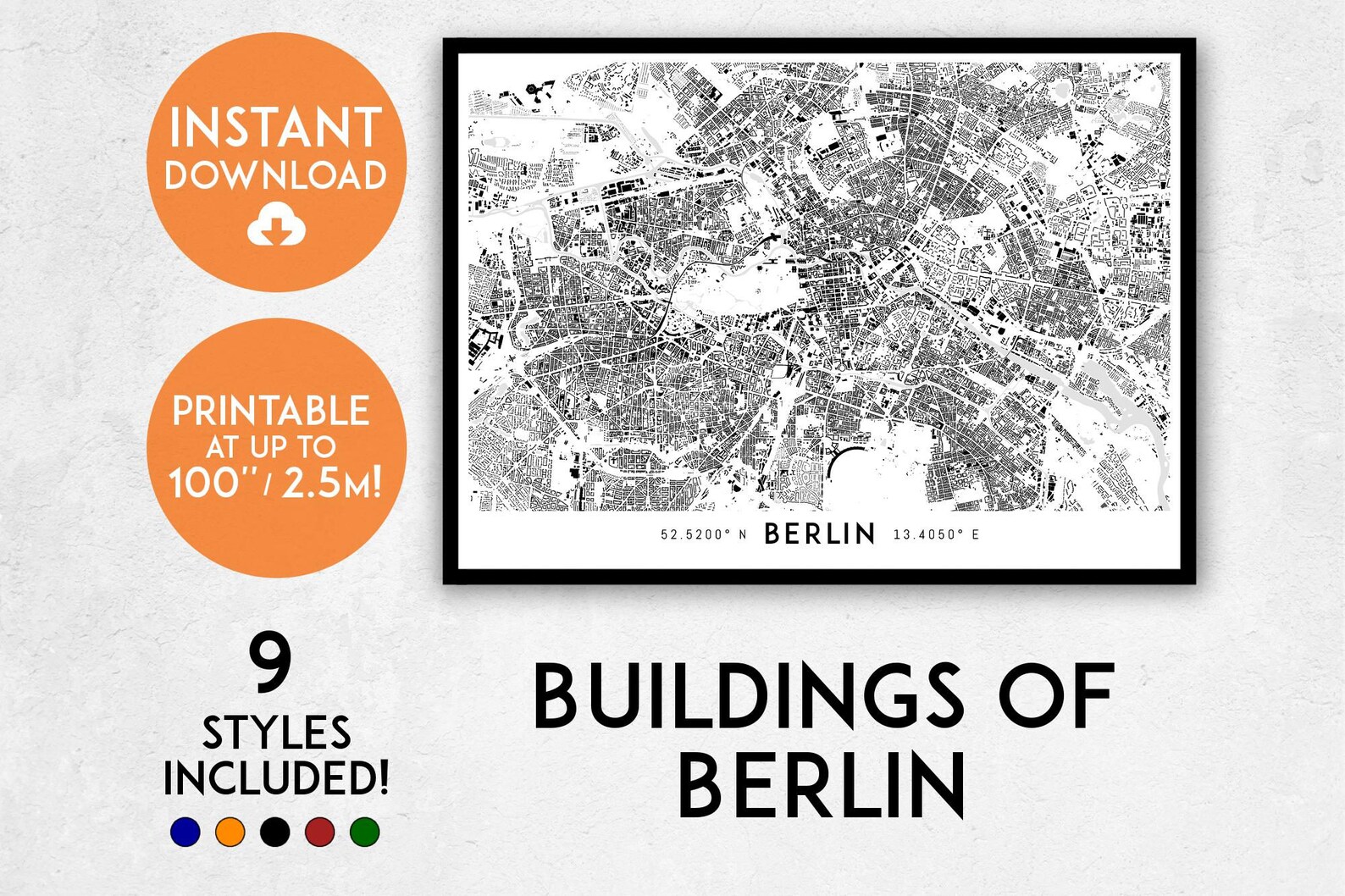 Berlin Map Print Printable Berlin Map Art Berlin Print | Etsy