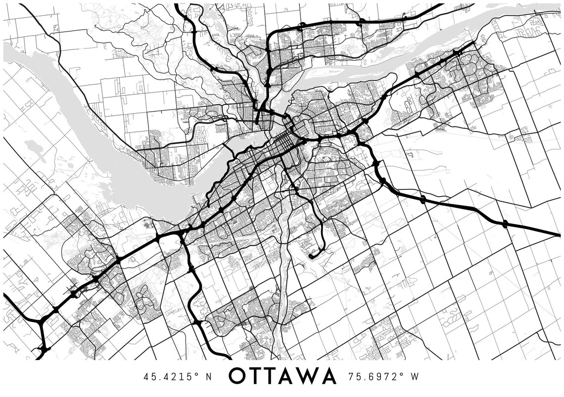 Ottawa Map Print Printable Ottawa Map Art Canada Map Ottawa | Etsy Canada
