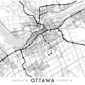 Ottawa Map Print, Printable Ottawa Map Art, Canada Map, Ottawa Print ...