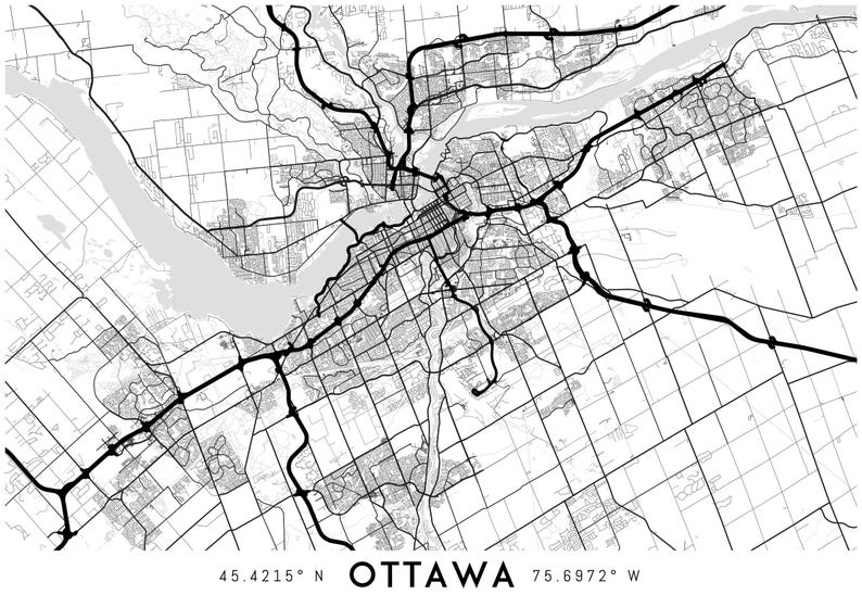 Ottawa Map Print Printable Ottawa Map Art Canada Map Ottawa | Etsy Canada
