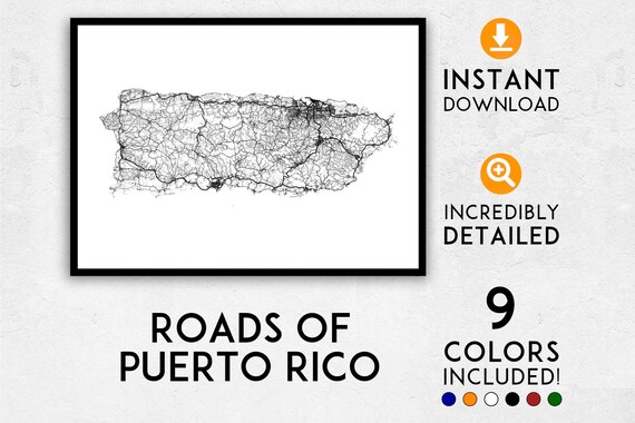 Puerto Rico Map Print Puerto Rico Print Puerto Rico City | Etsy