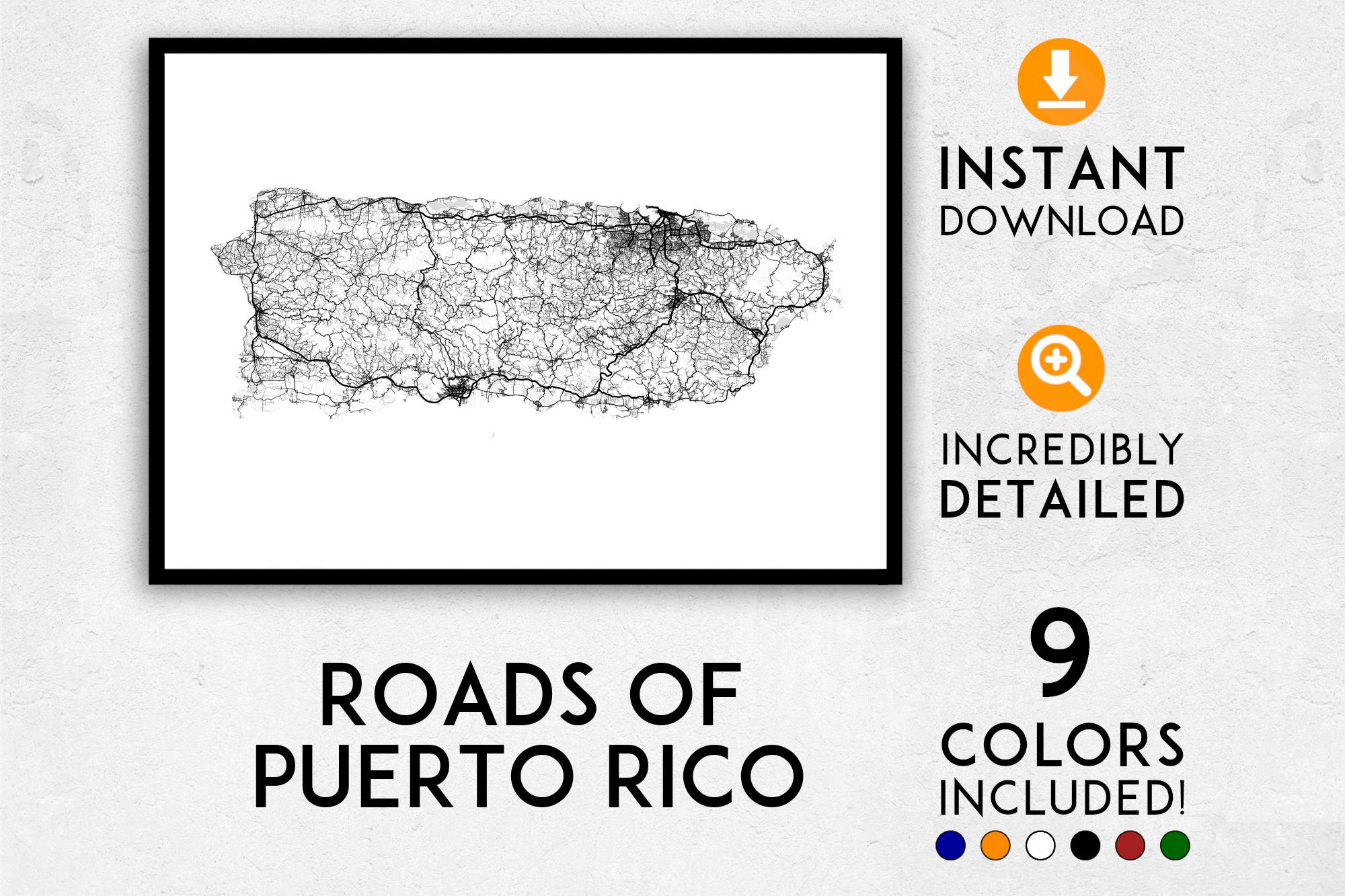 Puerto Rico Map Print Puerto Rico Print Puerto Rico City | Etsy