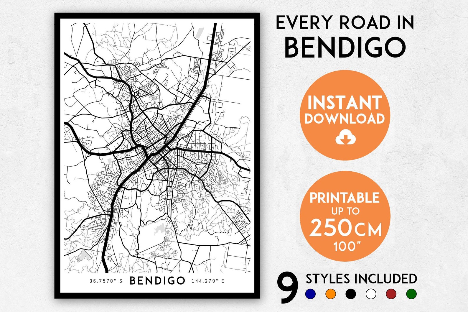 Bendigo Map Print Bendigo Print Bendigo City Map Victoria - Etsy Australia