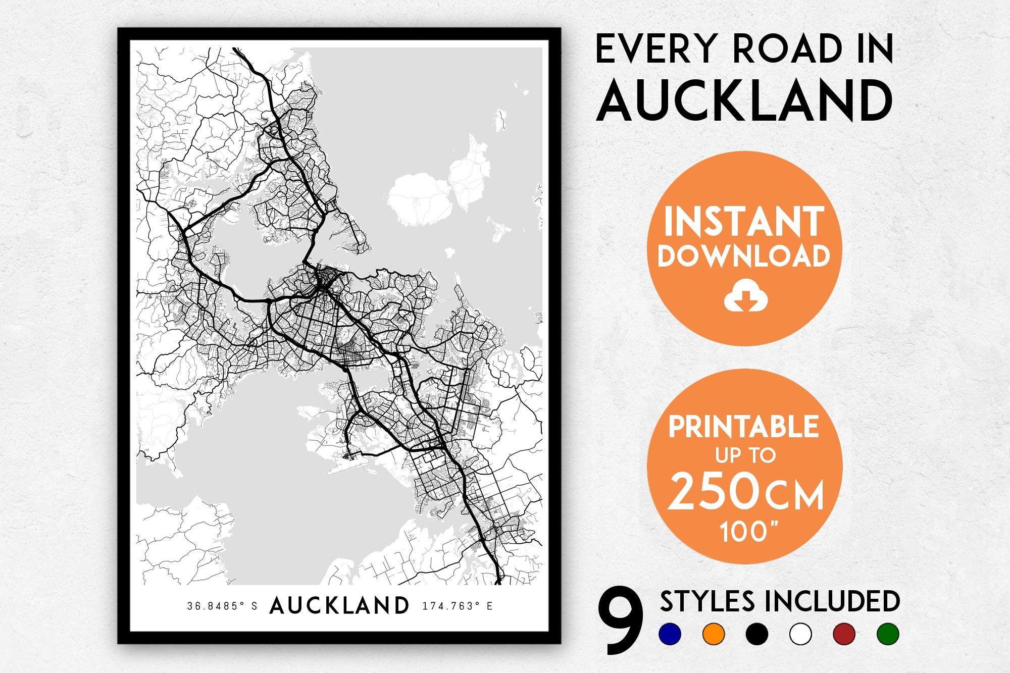 Auckland map print Auckland print Auckland city map New | Etsy