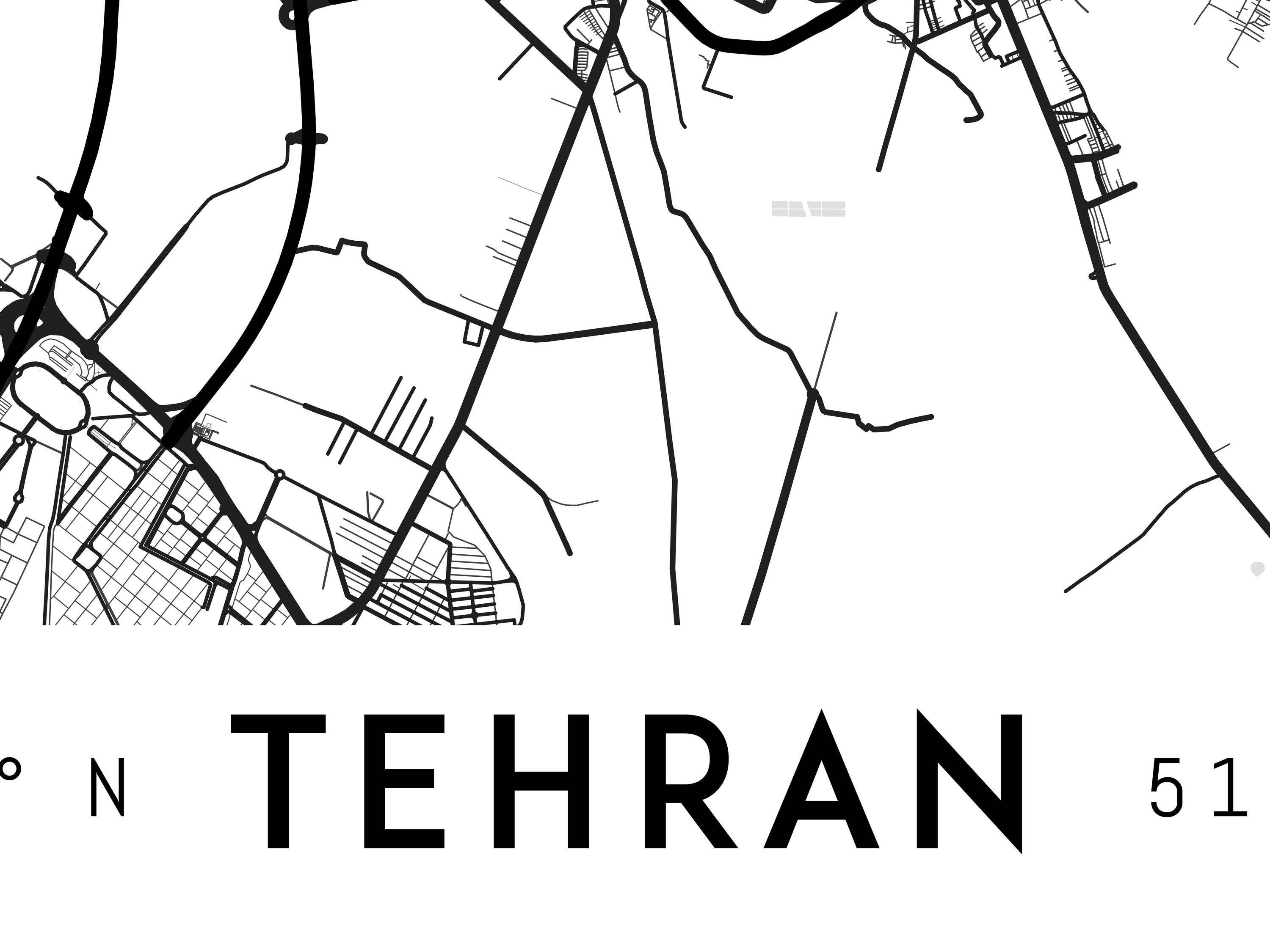 Tehran map print Printable Tehran map art Tehran print Iran | Etsy