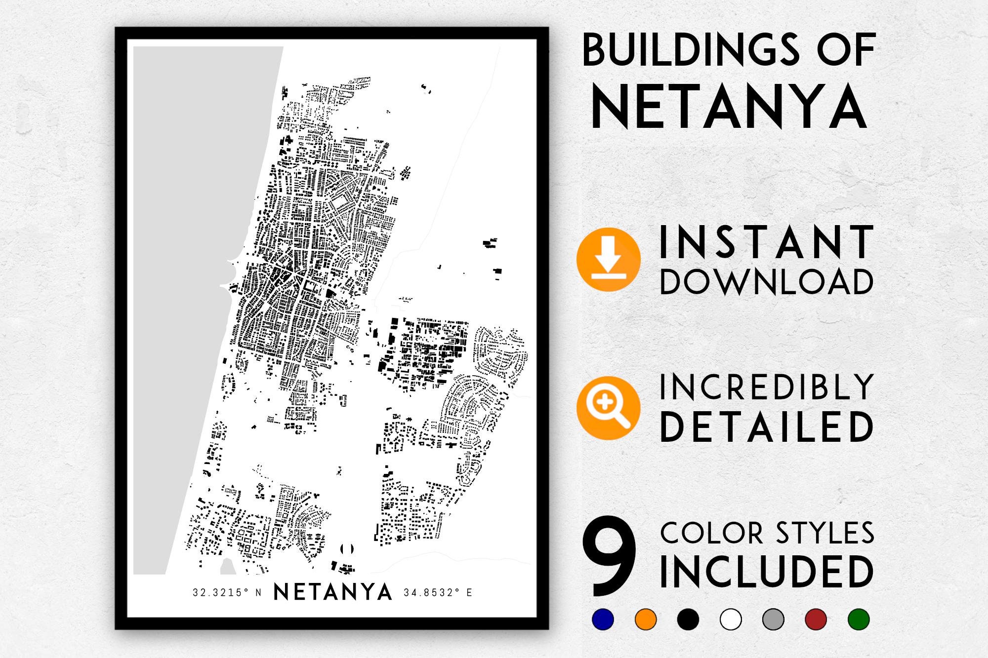 Netanya Map Print Netanya Print Netanya City Map Netanya | Etsy