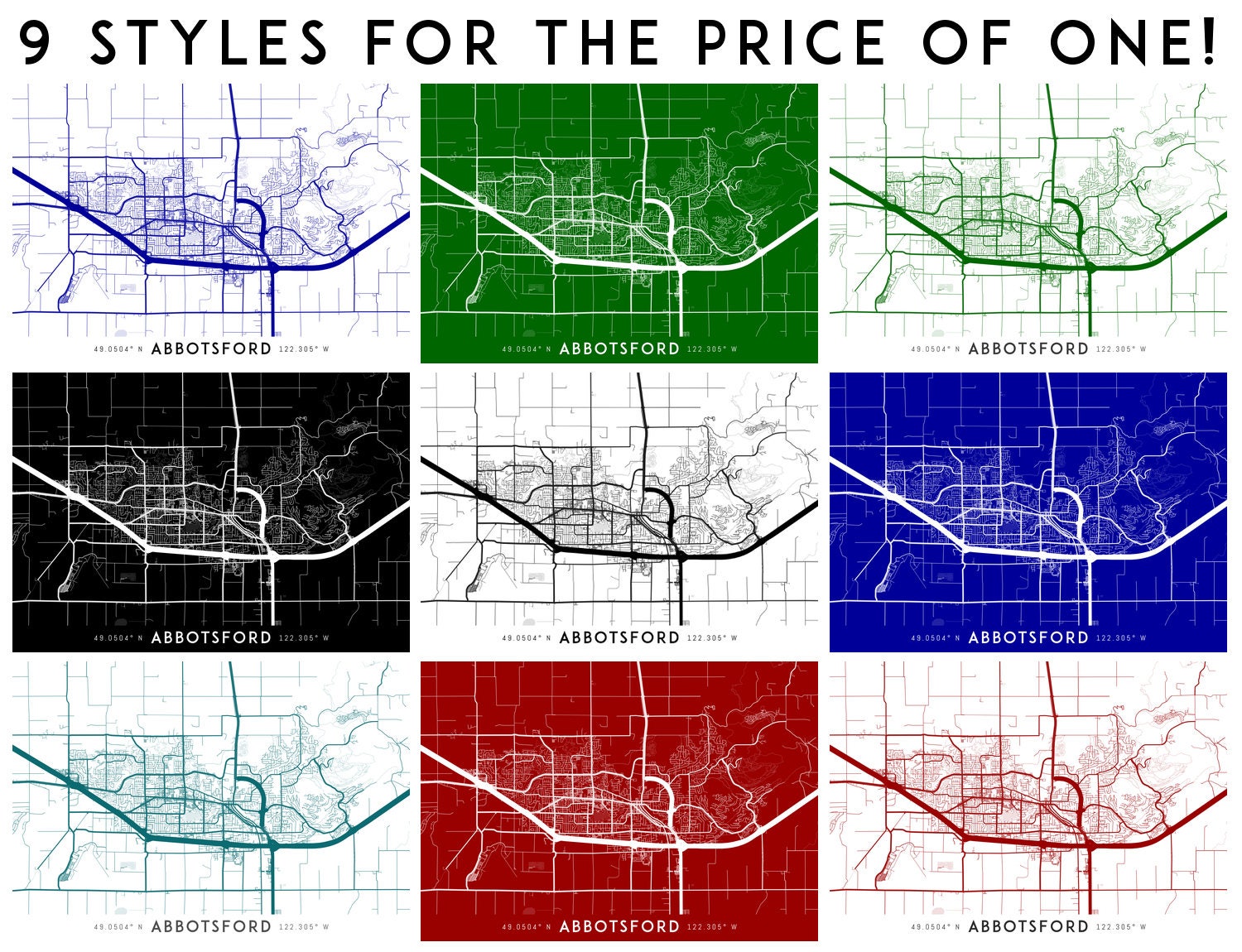 Abbotsford Map Print Printable Abbotsford Map Art Abbotsford | Etsy