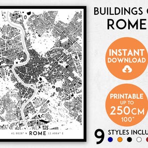 Rome Map Print, Rome Print, Rome City Map, Italy Map, Rome Poster, Rome ...
