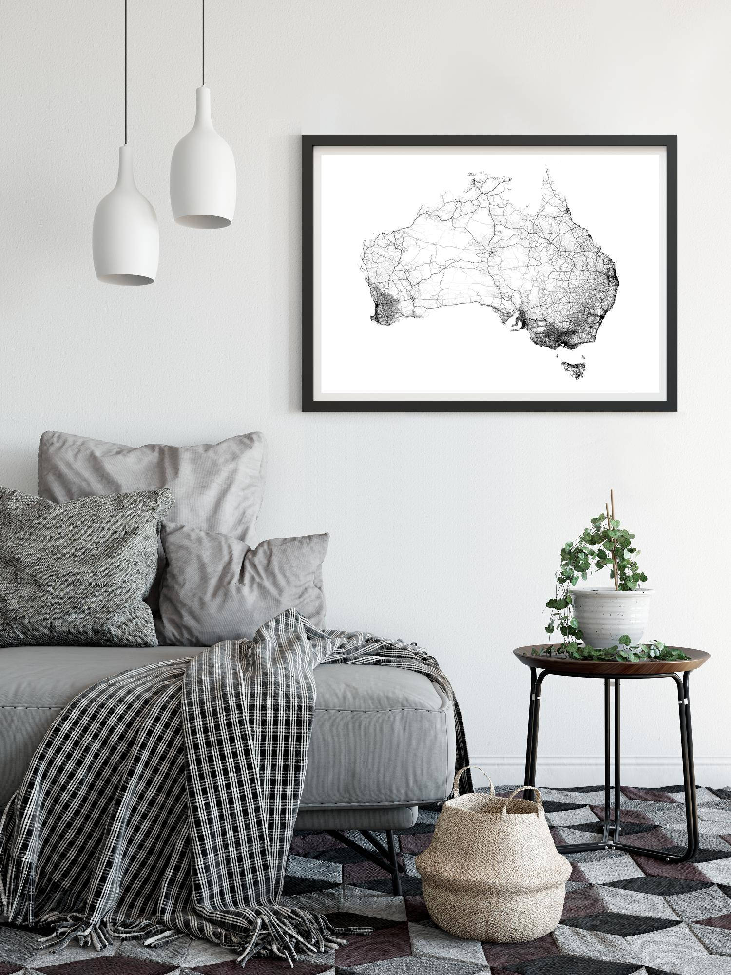 Roads of Australia Map Print Printable Australia Map Art | Etsy