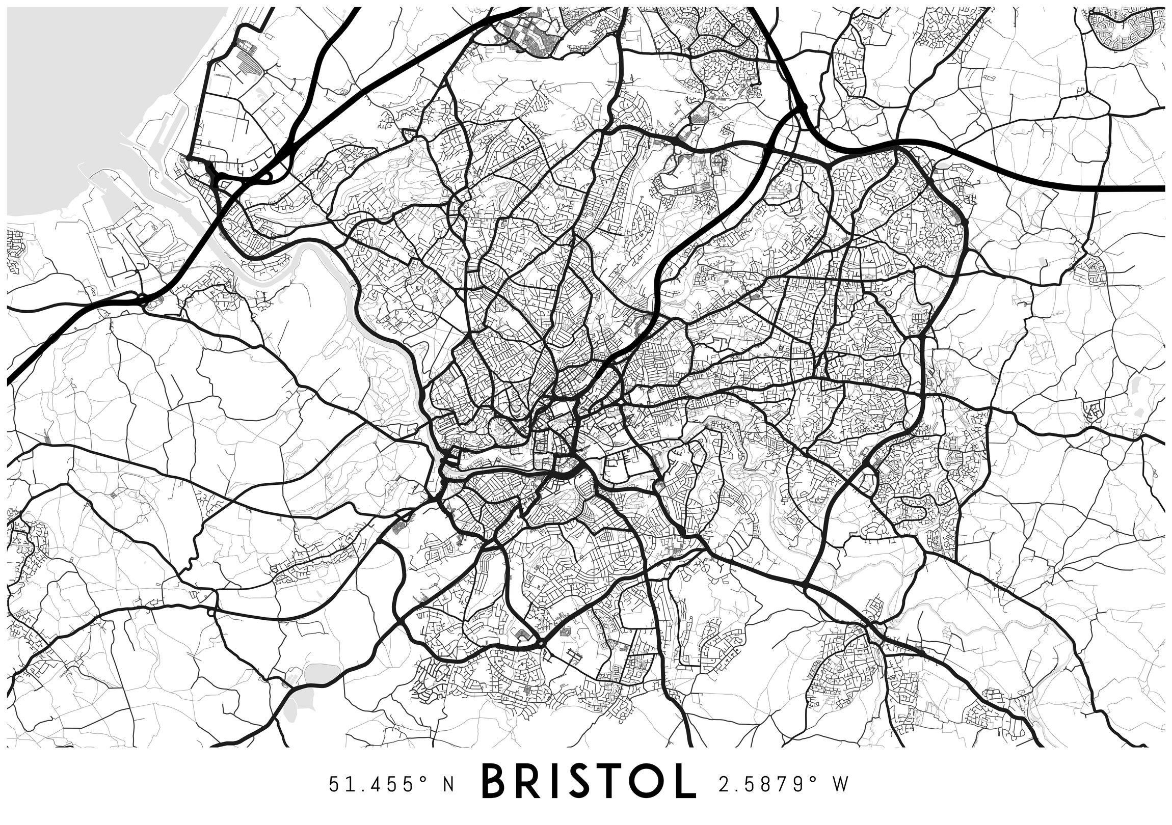 Bristol Map Print Printable Bristol Map Art Bristol Print | Etsy