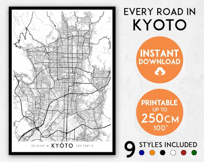 Kyoto Map - Old Map Reproduction, Historical Map From the Imperial Era ...