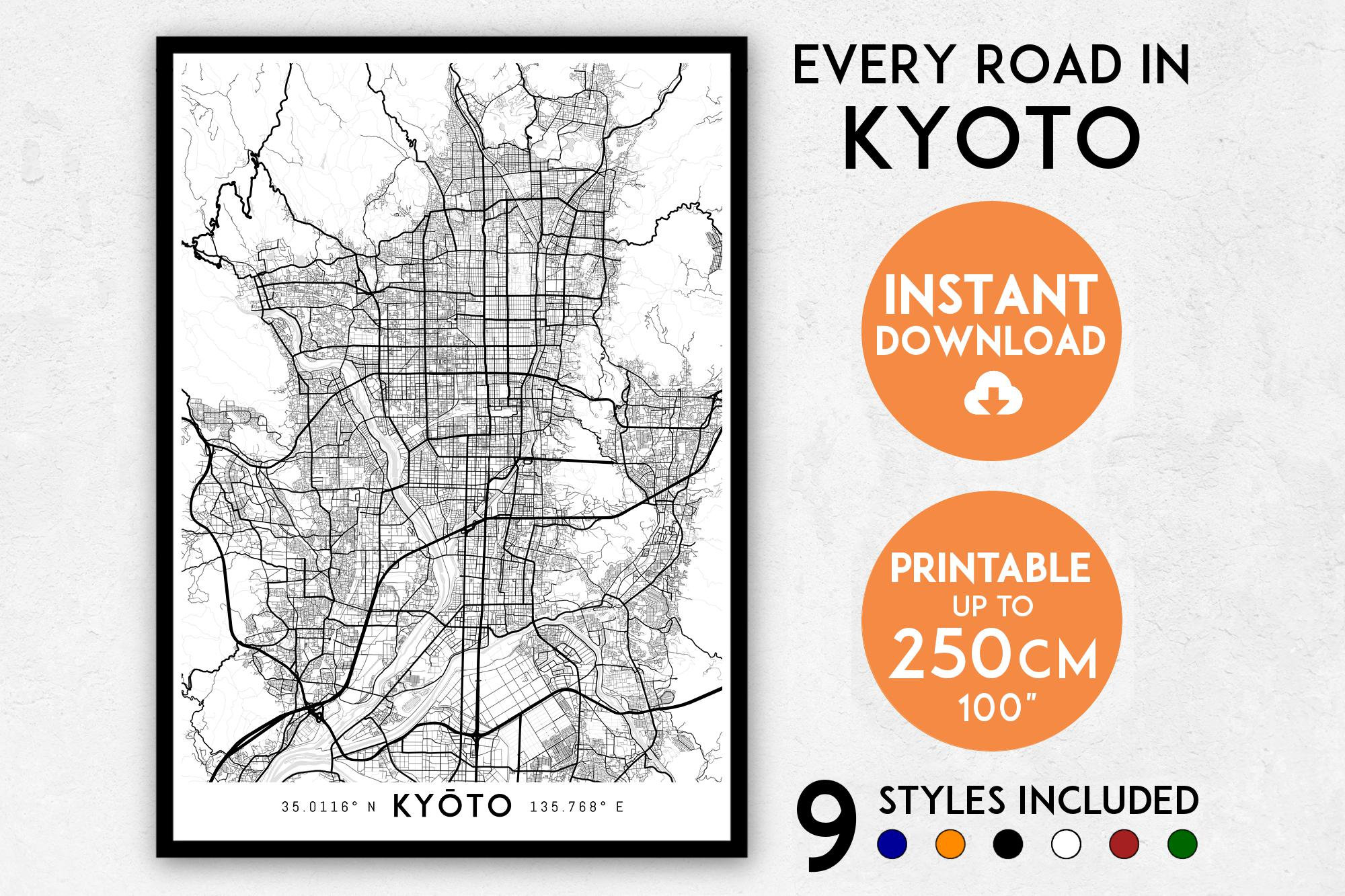 Kyoto Map Print Kyōto Print Kyoto City Map Japan Map Kyōto - Etsy Canada