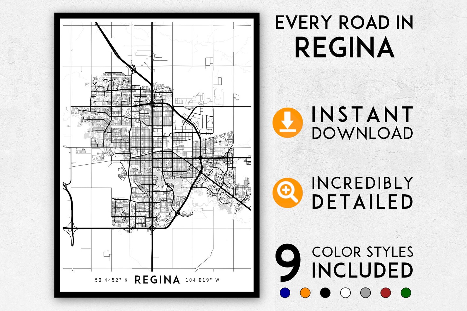 Regina Map Print Regina Print Regina City Map Regina - Etsy